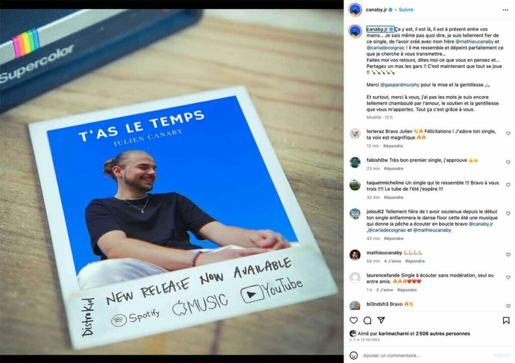 Le single de Julien Canaby (Star Academy 2022) "T'as le temps ...